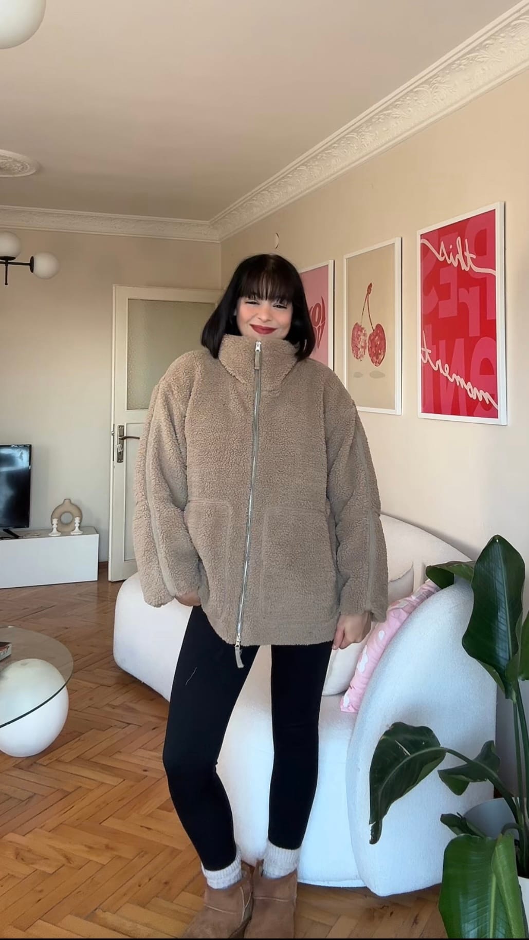 Pinterest Beige Teddy Oversize Jacket – Dice Store.